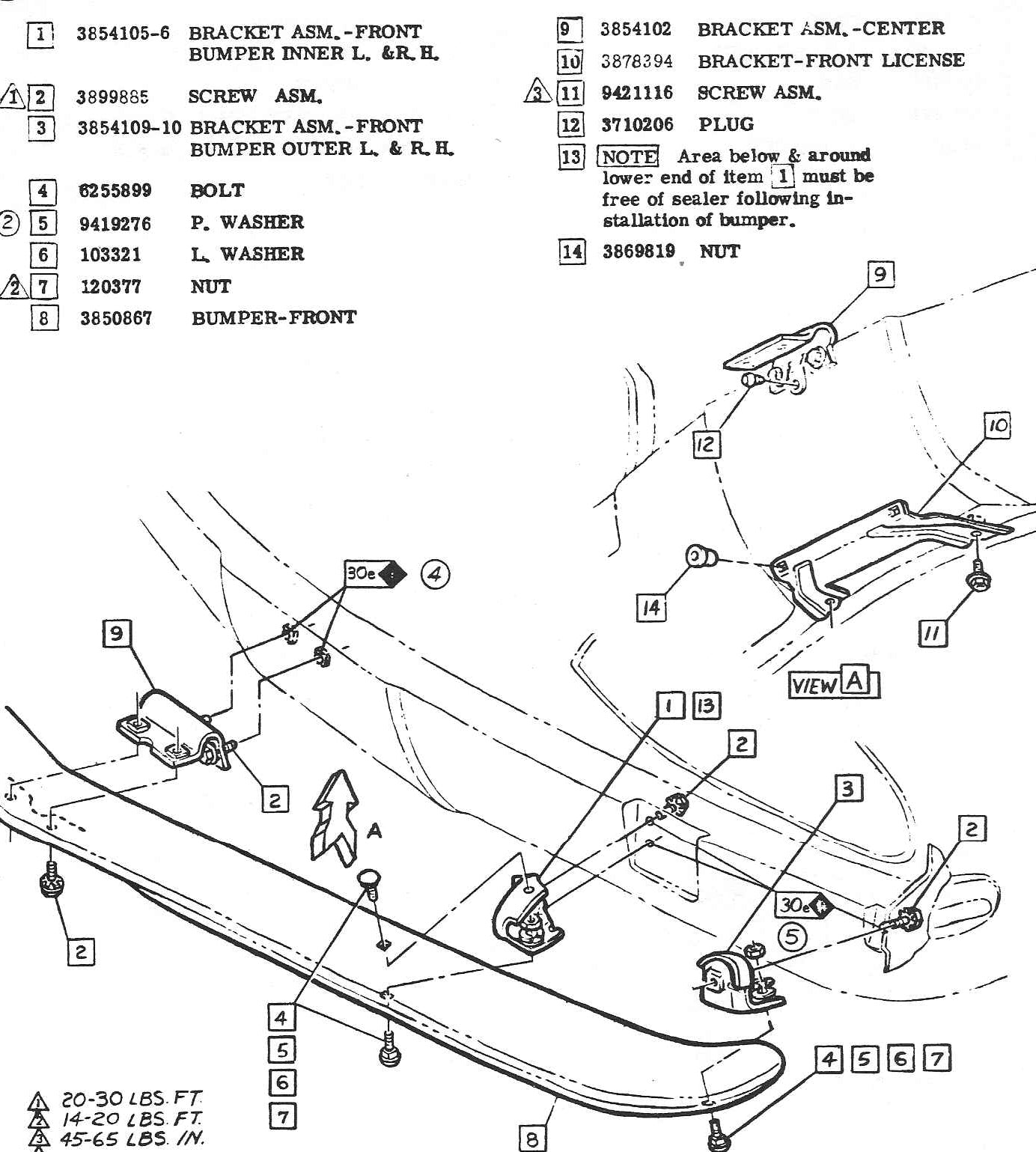 USED 1965-69 CORVAIR FRONT LEFT END BUMPER BRACKET - 3854109